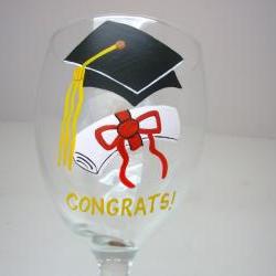 Handpainted Graduation Wine Glass Personalized on Luulla